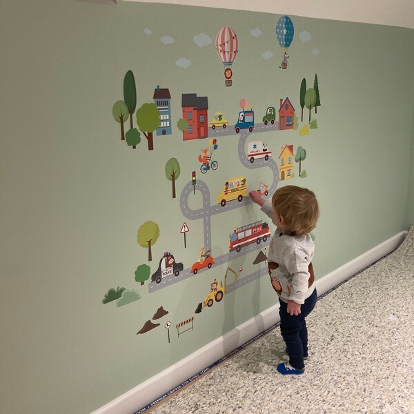 Transportation Wall Decal, Vehicles Cars and Animals Wall Sticker ...