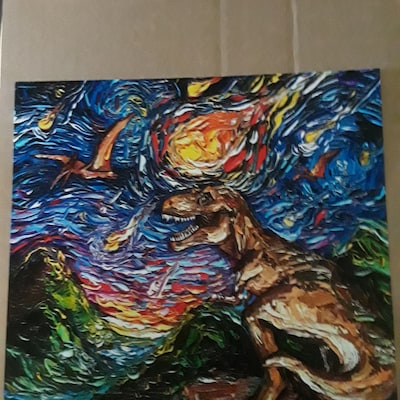 Tyrannosaurus Rex Dinosaur Art Jurassic Starry Night Art Print Art by ...