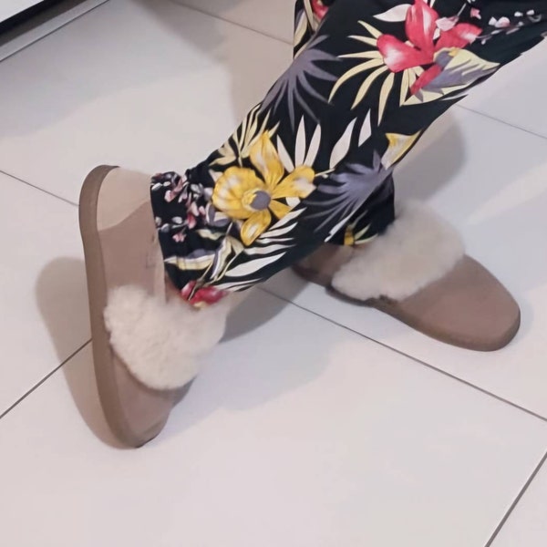 Women Aesthetic Sheepskin Sliders Slippers 36-42, 100 % Sheep Wool Mule ...