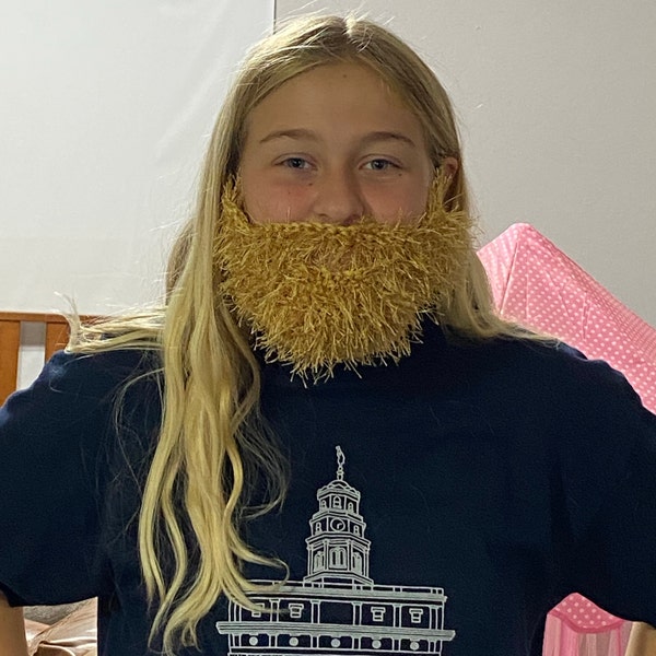 Fuzzy Beard in WHITE Hand Crochet, Beard and Mustache Only - Use With ...