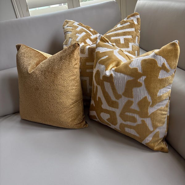 Ivory Cut Velvet Pillow Cover, Abstract off White Designer Throw Pillow ...