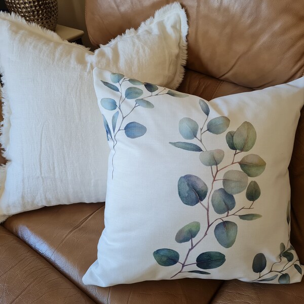 Eucalyptus Leaf Cushion , Botanical Cushion , Eucalyptus Plant Pillow ...