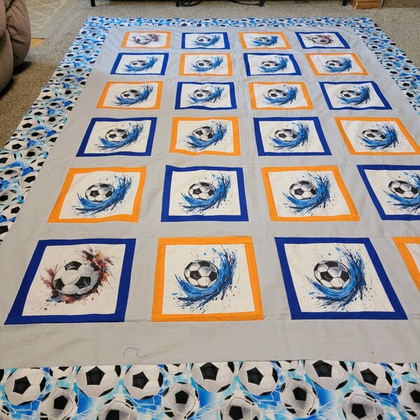 Soccer Ball 100% Cotton Fabric Panel Block | Small Quilting Sewing ...