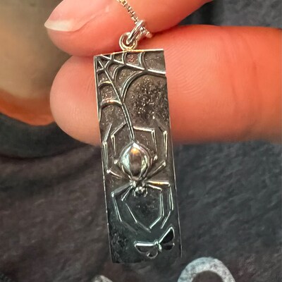 Spider Charm, Realistic Spider Charm, Sterling Silver Spider Pendant on ...