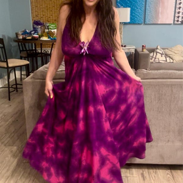 Tie Dye Maxi Dress, Boho Maxi Dress, Tie Dye Maxi Dress, Flamingo Dress ...