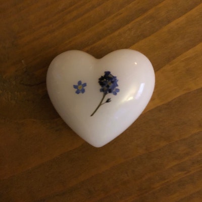 Small Forget Me Not Heart Pocket Urn, Memorial Ashes Keepsake Mini Urn ...