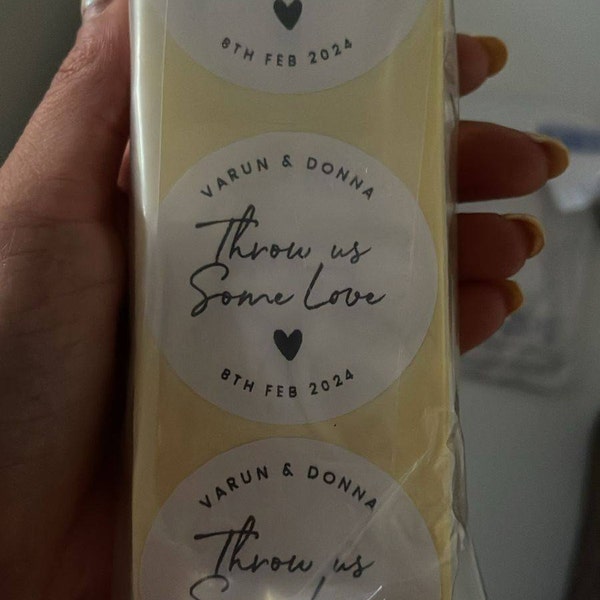 Wedding Confetti Bag Personalised Stickers, Throw Us Some Love Confetti ...