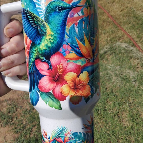 New Stanley 40oz Quencher H2.0 Flint With Hand Painted Pink Daisies - Etsy