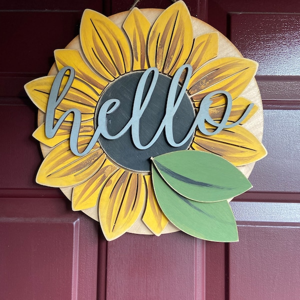 Handmade Sunflower Welcome Sign, Sunflower Lover, Sunflower Door Hanger ...