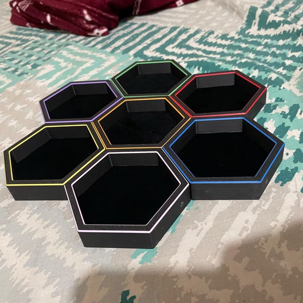 Magnetic Hexagon Board Game Trays – Modular Token Organizer With 12 ...