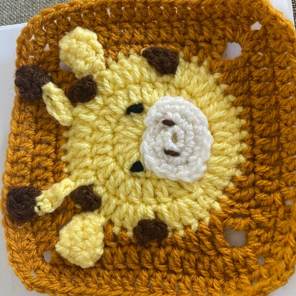 Crochet Giraffe Square Pattern // Giraffe Granny Square Motif ...