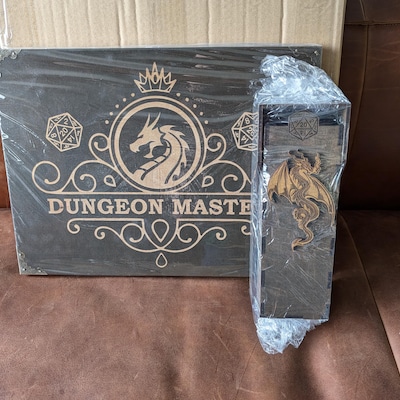 Dungeon Master Screen Wood With Dice Tower, Dnd Dm Screen Magnetic, Gm ...