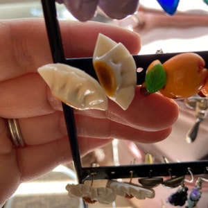 Dumpling Earrings, Food Jewelry, Polymer Clay Charm, Miniature Food ...