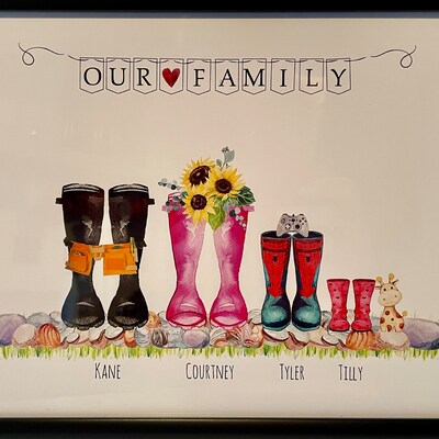 Personalised Family Welly Tree Print Custom Family Tree - Etsy