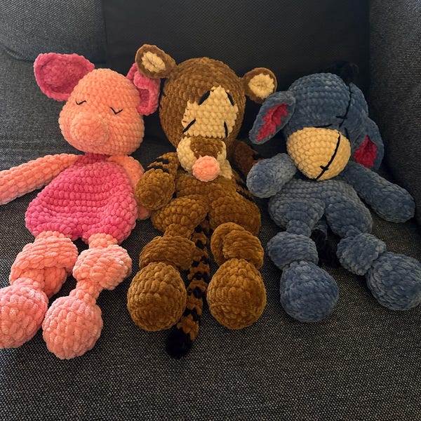 4 in 1 Winnie the Pooh, Piglet, Donkey, Tiger Crochet Pattern Amigurumi ...