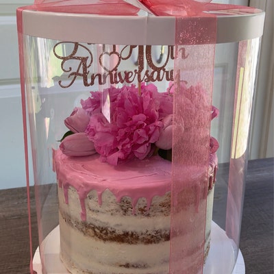 10 Sets 10 Diameter by 12.5 Tall Clear Round Cake Boxes, See Through ...