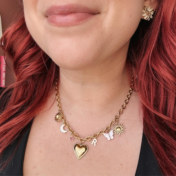 Build Your Own Custom Charm Necklace, Gold Charm Necklace, Customizable ...