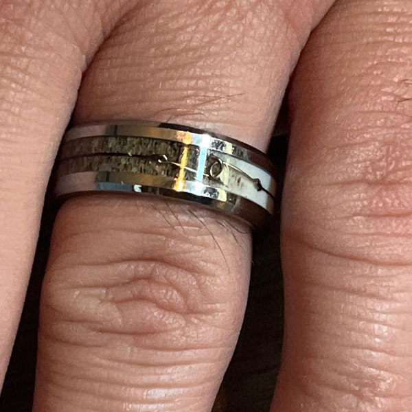 Tungsten Carbide With Birch Wood and Fish Hook Inlay Wedding Band/ Engagement Ring - Etsy