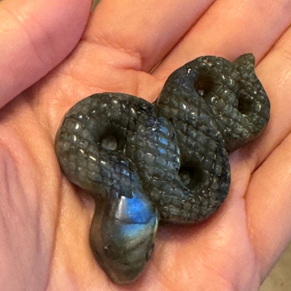Flashy Labradorite Crystal Snake - Carved Labradorite Stone Snake ...
