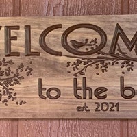 Carved Wooden Welcome Sign Nature Inspired Bird and Tree - Etsy Canada
