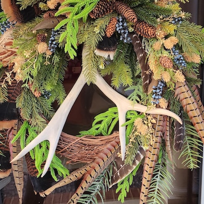 Antler Wreath-western Antler Wreath-western Floral Wreath-skull Wreath ...