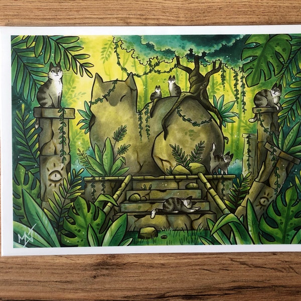 Monochromatic Magical Cat Scenes - Matte Art Prints - Signed - Etsy