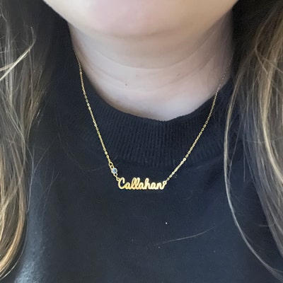 Custom Name Choker With Birthstone Everyday Name Necklace Personalized ...