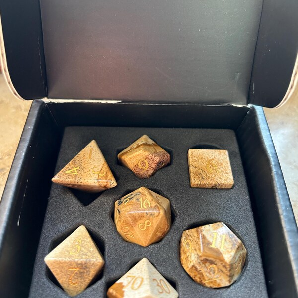 Raised Fantastic Glass Dice Set | Rianbow Sharp Edge D&D Dice Set ...