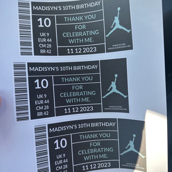 Digital Jordan Party Favor Box Label, Party Favors, Party Bags ...