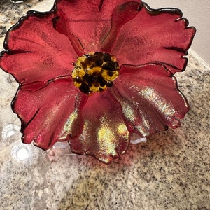 Fused Glass Art Poppy Flower Bowl Gift - Etsy