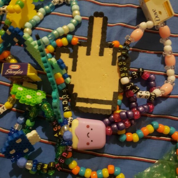 Shrek on T-rex Rave Perler Necklace | Shrek Rave Perler | Rave Perler ...