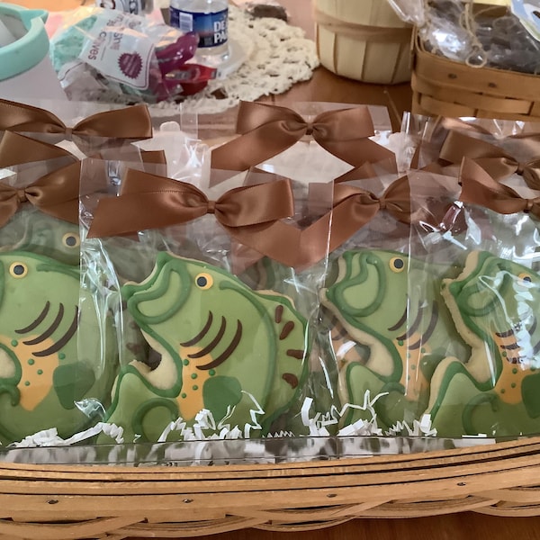 Bass Fish Cookies (4" Size, Bowed) - Next Ship Date is 12/30/25 or Can ...