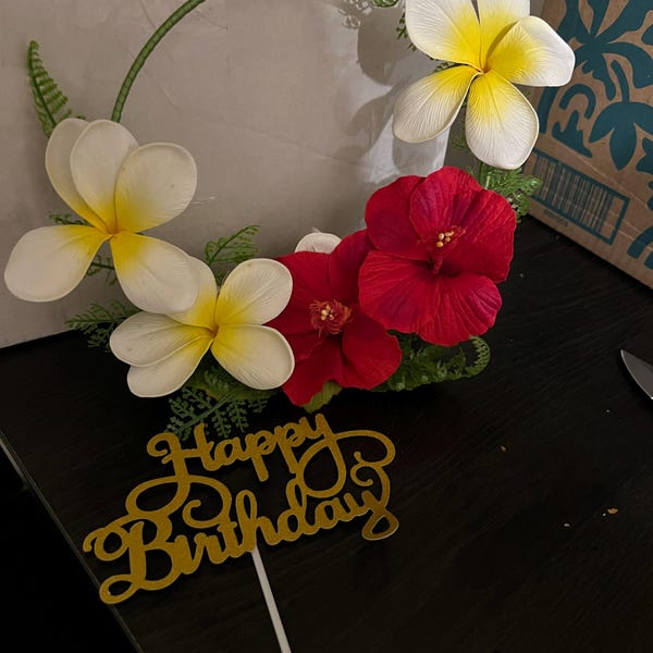 Wedding Cake Topper Anthurium Pink Orchid 4 Piece Tropical Cake Flowers ...