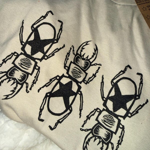 Triple Star Stag Beetle T-shirt - Handprinted/linocut - Etsy
