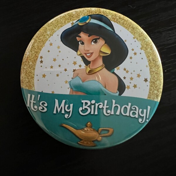 Personalized Princess Button - Princess Jasmine Button - Aladdin Badge ...