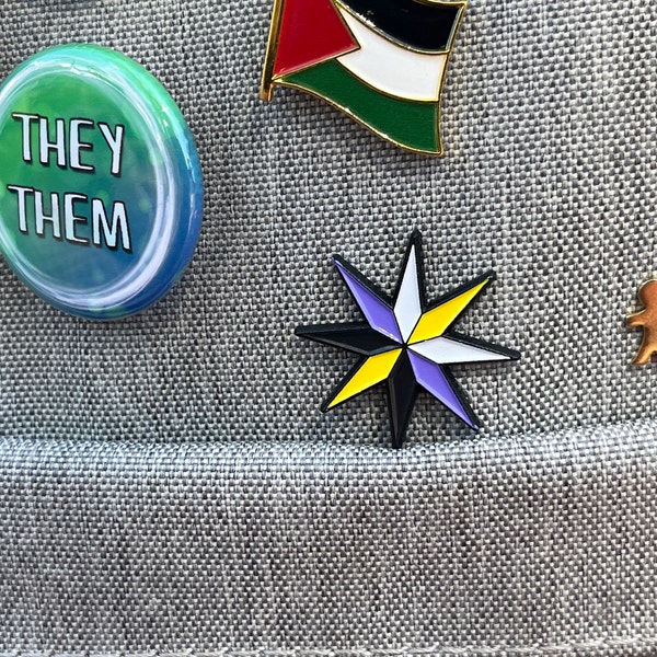 Nonbinary Starburst Pin - Etsy