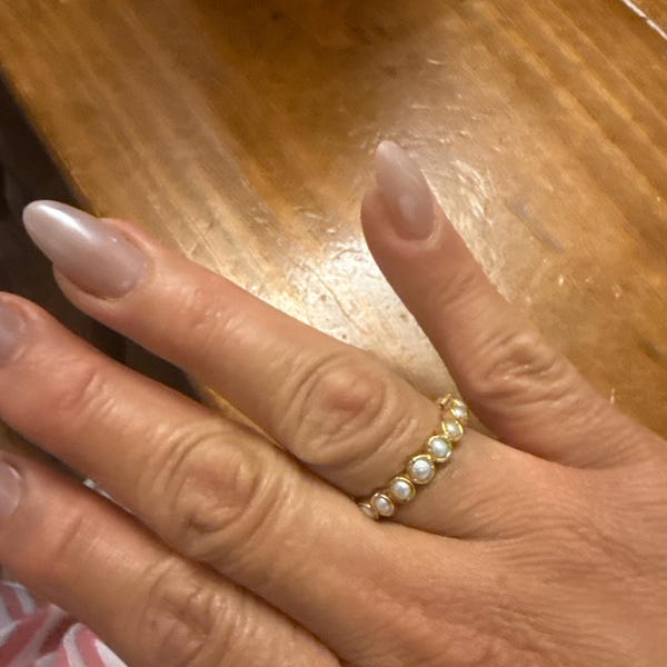 Natural Freshwater Pearl Eternity Band \ Gemstone Ring \ Channel ...