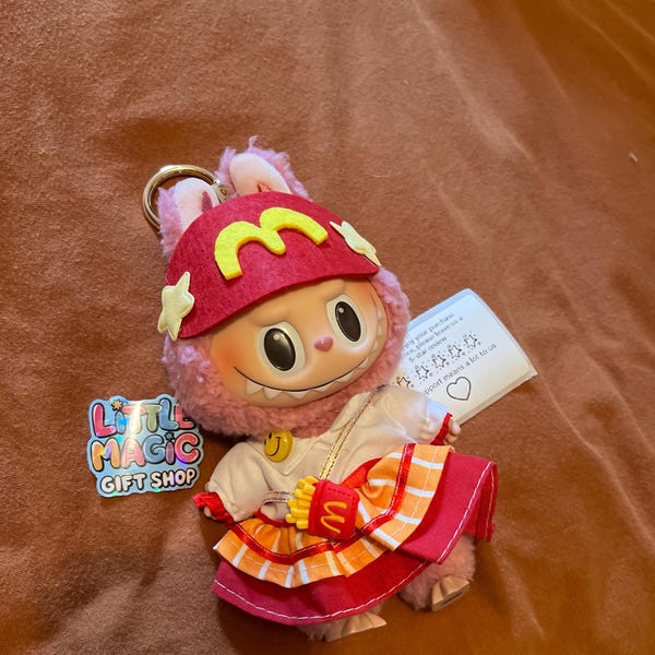Labubu the Foodie Outfit for 17cm Doll Burger Toast Fried Chicken ...
