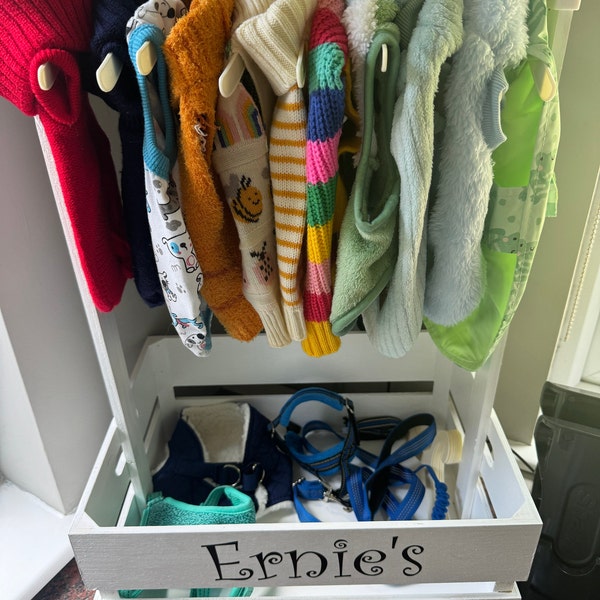 Personalised Dog Wardrobe: Wooden Pet Clothes and Harness Storage - Etsy UK