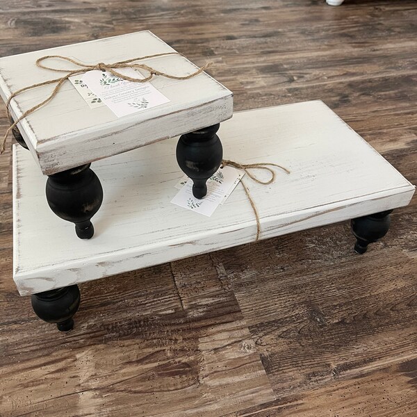 Farmhouse Wood Pedestal Riser Stand - Etsy