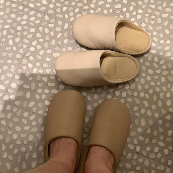 Japanese Style House Slippers, Waterproof PU Leather Indoor Slides, Non ...