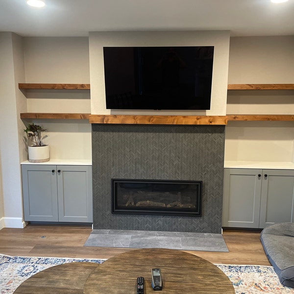 Fireplace Mantel, Alder Wood Mantel, Floating Mantel, Modern Mantel ...