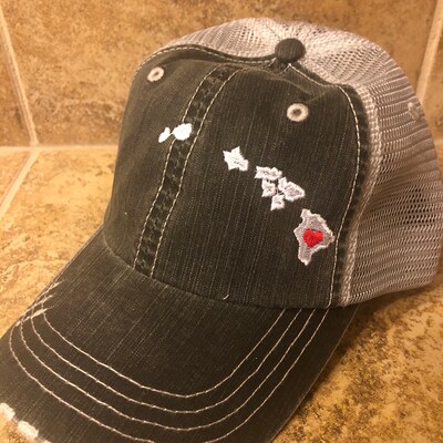 State Hat Distressed Women's Trucker Personalized State Embroidered Cap ...