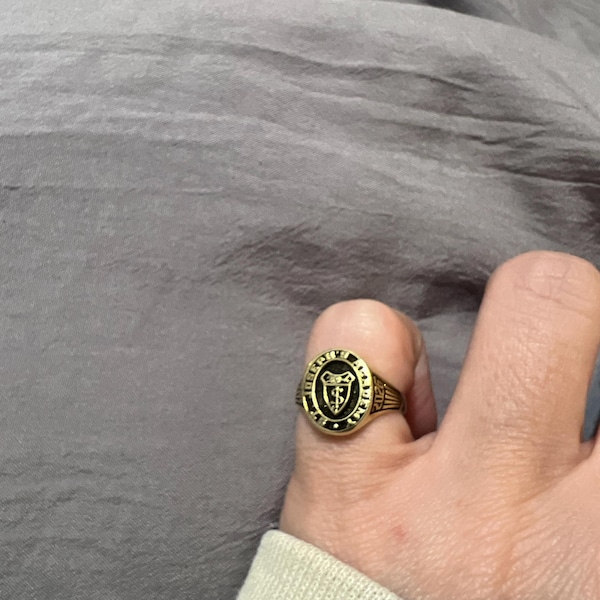 Custom 14K Gold Signet Ring, Personalized College Class Ring,university ...