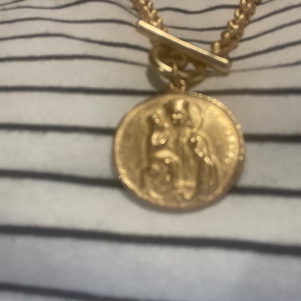 St Dymphna | Delicate Necklace | Matte Gold Chain | Bronze Clay ...