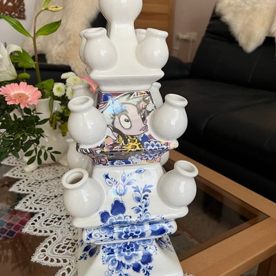 Modern Delft Blue Vase With Fun Bicycle Design - Etsy