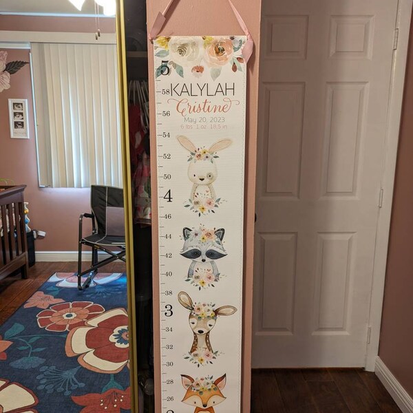 Woodland Growth Chart, Vintage Flowers Roses, Growth Chart Ruler ...