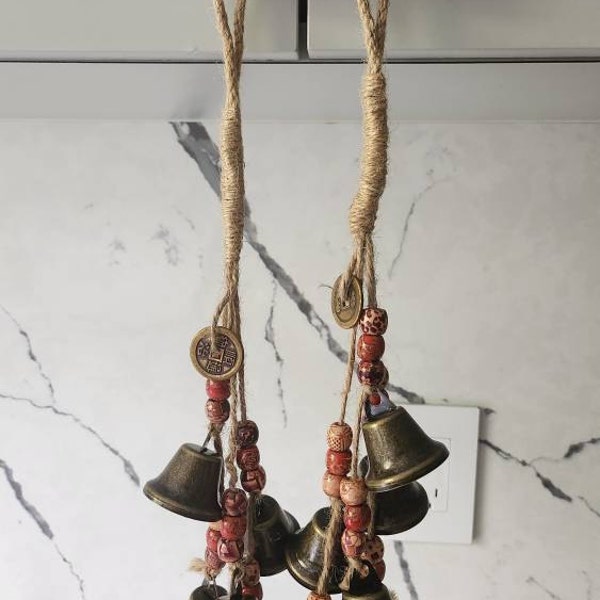 Protection Witch Bells, Doorknob Hanger, Celtic Door Bells, 6 Brass ...