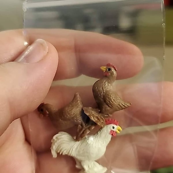 Tiny Rooster Figurine - Soft Plastic Chicken for Fairy Garden, Diorama ...