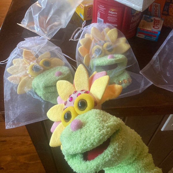 Birthday Gift Red Sock Puppet Girl With Braids, A Funny Puppet With ...